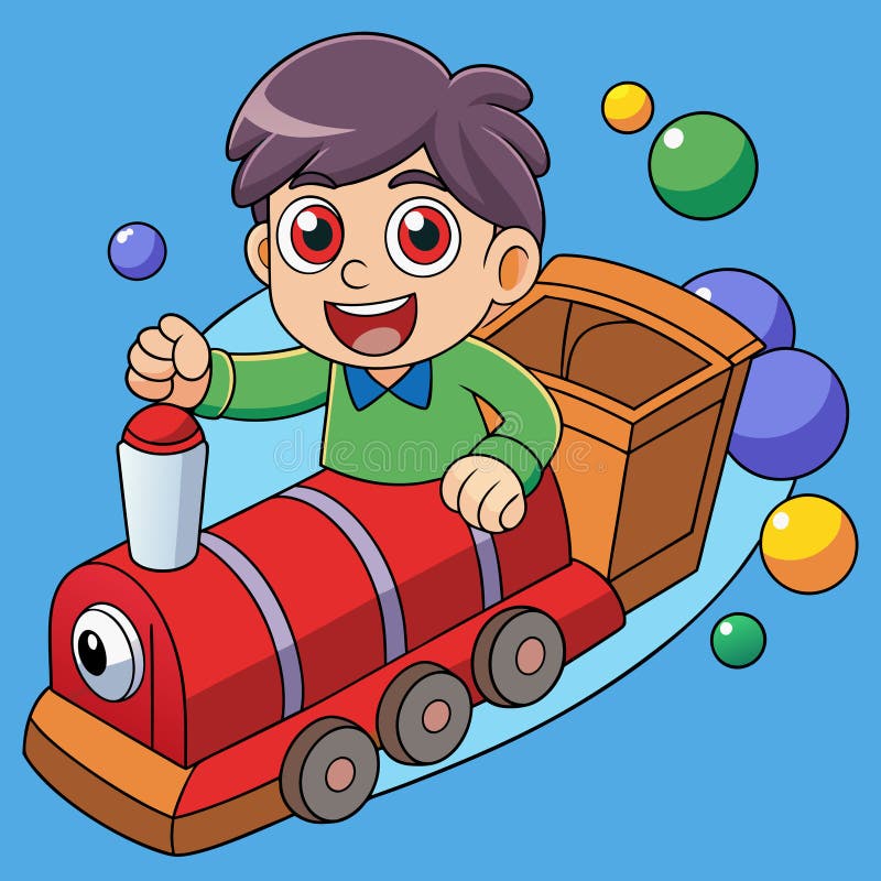 Boy Riding a Train Vector Graphic Design Stock Illustration ...