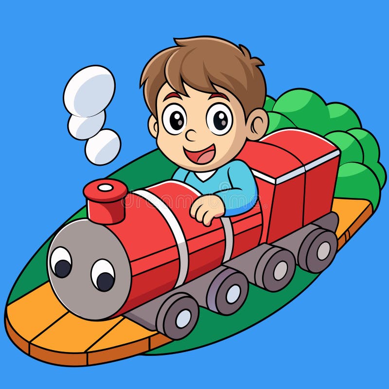 Boy Riding a Train Vector Graphic Design Stock Illustration ...