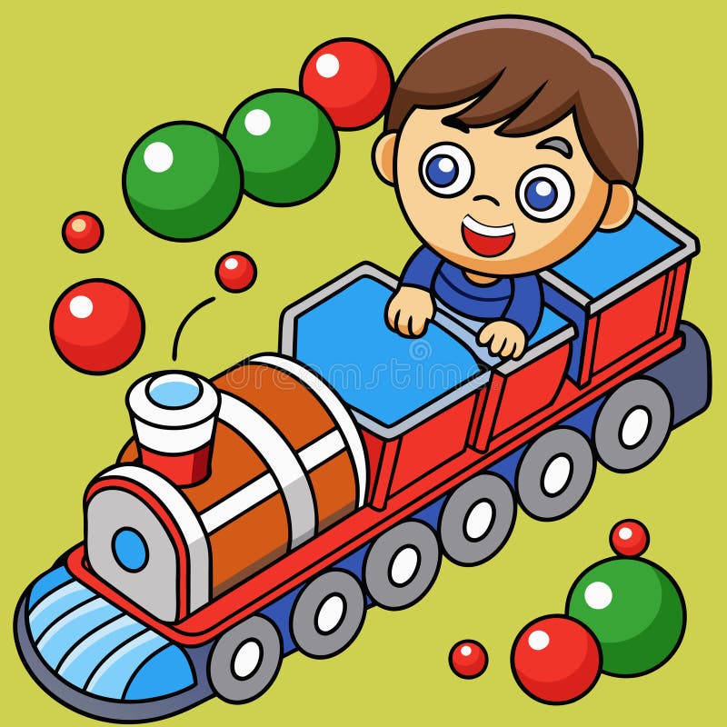Boy Riding a Train Vector Graphic Design Stock Illustration ...