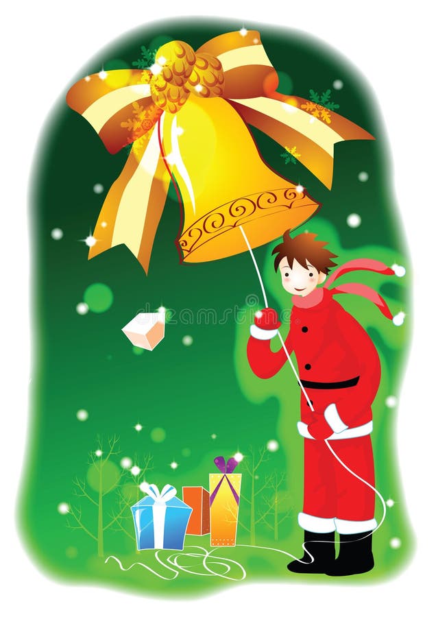 Boy Ringing a Bell. Vector Illustration Decorative Design Stock Vector ...