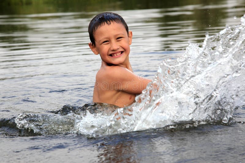 Boy in river stock image. Image of swimmer, childhood - 16290559
