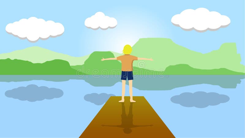 Two kids at the riverside stock vector. Illustration of grass - 38777480 Two kids at the riverside stock vector. Illustration of grass - 38777480