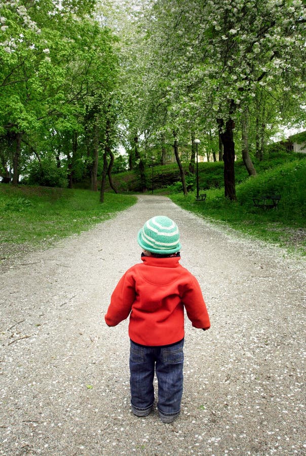 Little Boy Walking Down Beach Walkway. Stock Image - Image of colour ...