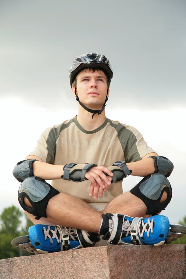 Boy on Rollerblades in Starting Position Stock Photo - Image of ...