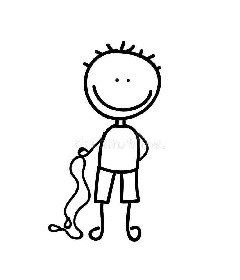 Happy Boy Playing Jump Rope Stock Vector - Illustration of illustration ...