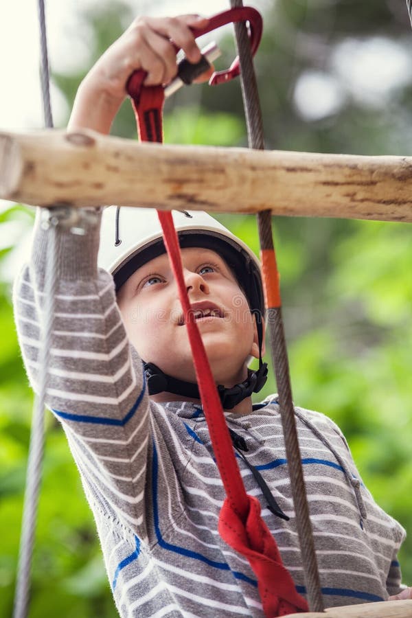 Boy on the Rope Track Close Up Image Stock Photo - Image of activity ...
