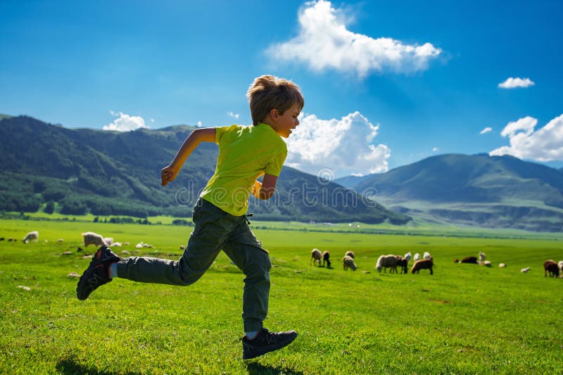 Boy running very fast stock vector. Illustration of happy - 62879129