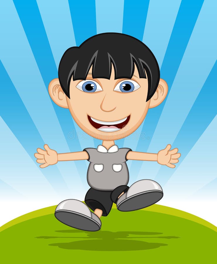 The Boy Running and Laughing Cartoon Vector Illustration Stock Vector ...