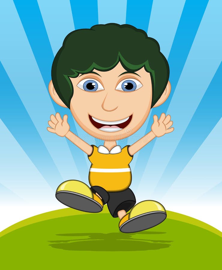 The Boy Running and Laughing Cartoon Vector Illustration Stock Vector ...