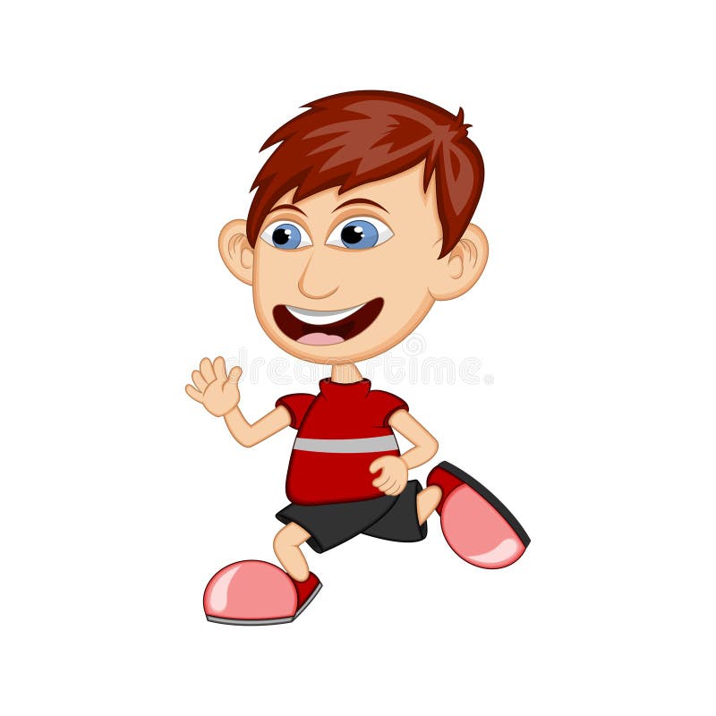 The Boy Running and Laughing Cartoon Vector Illustration Stock Vector ...