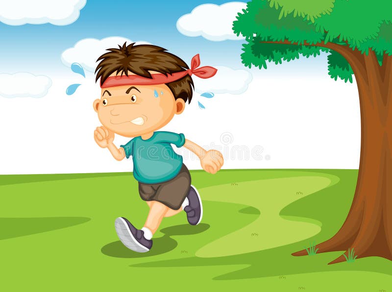 A boy running outside stock vector. Illustration of garden - 32732902