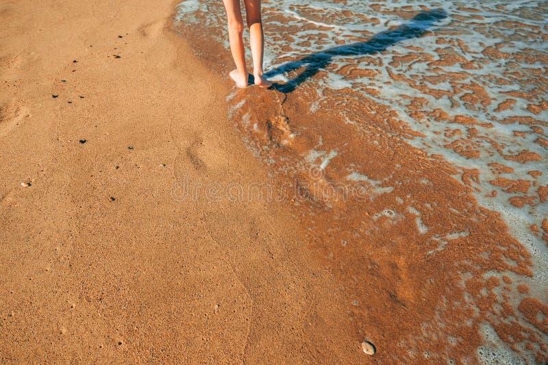 Boy Running at the Sandy Ocean Beach in Summer Stock Image - Image of ...