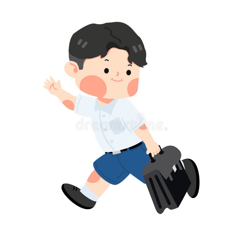 Boy Running To School Cartoon Stock Vector - Illustration of elementary ...