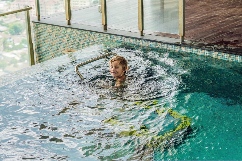 The Boy is Running on an Underwater Treadmill Stock Image - Image of ...