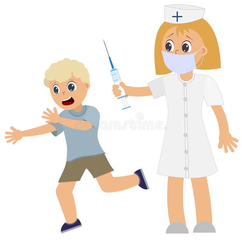 Boy Runs Away from Injection Stock Vector - Illustration of protect ...