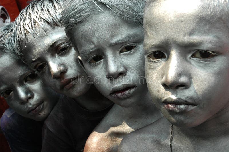 A BOY S FACE SMEARED with COLOUR. Editorial Photography - Image of ...