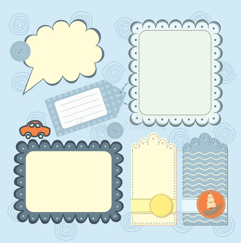 Boy S Frame and Tags Collection for Scrapbook Stock Vector ...