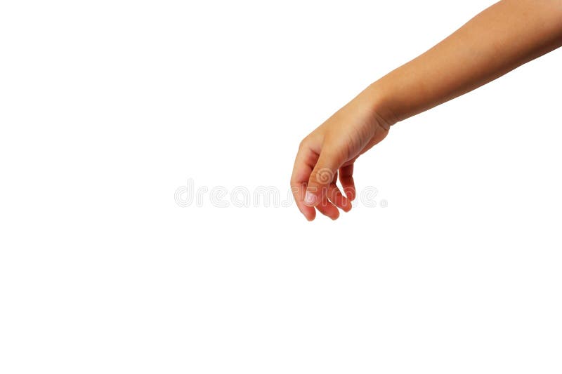 A Boy S Hand Gestures Down To Pick Up Something on a White Background ...