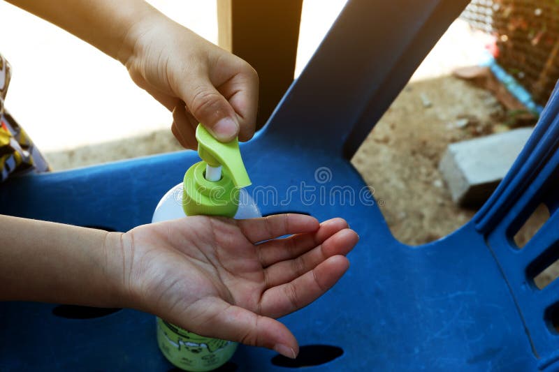 A Boy S Hand is Squeezing Liquid Soap Stock Photo - Image of bacterial ...