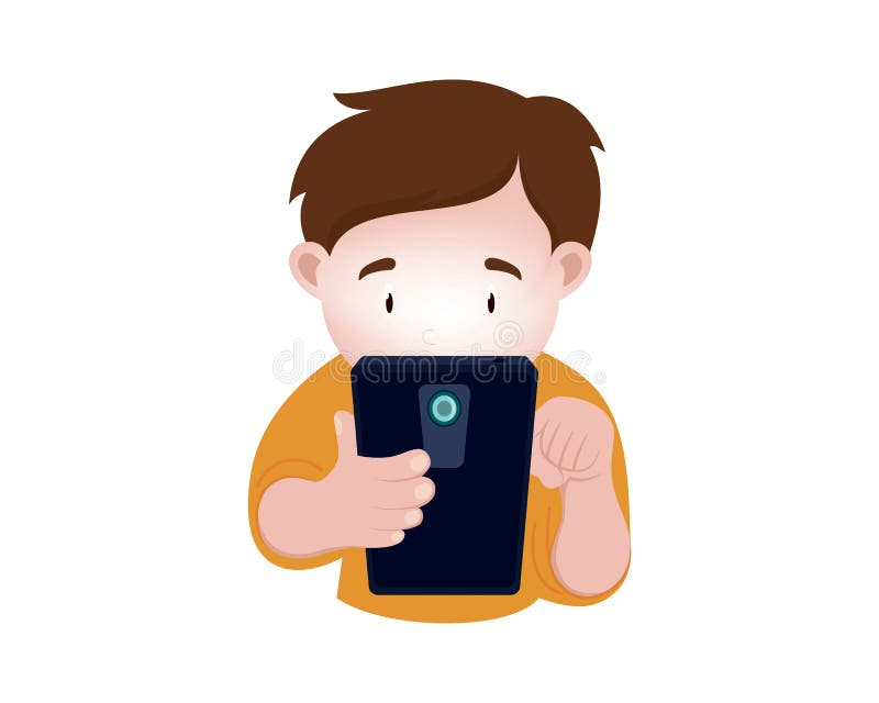 Kid Boy Using Smartphone Vector Stock Illustration - Illustration of ...