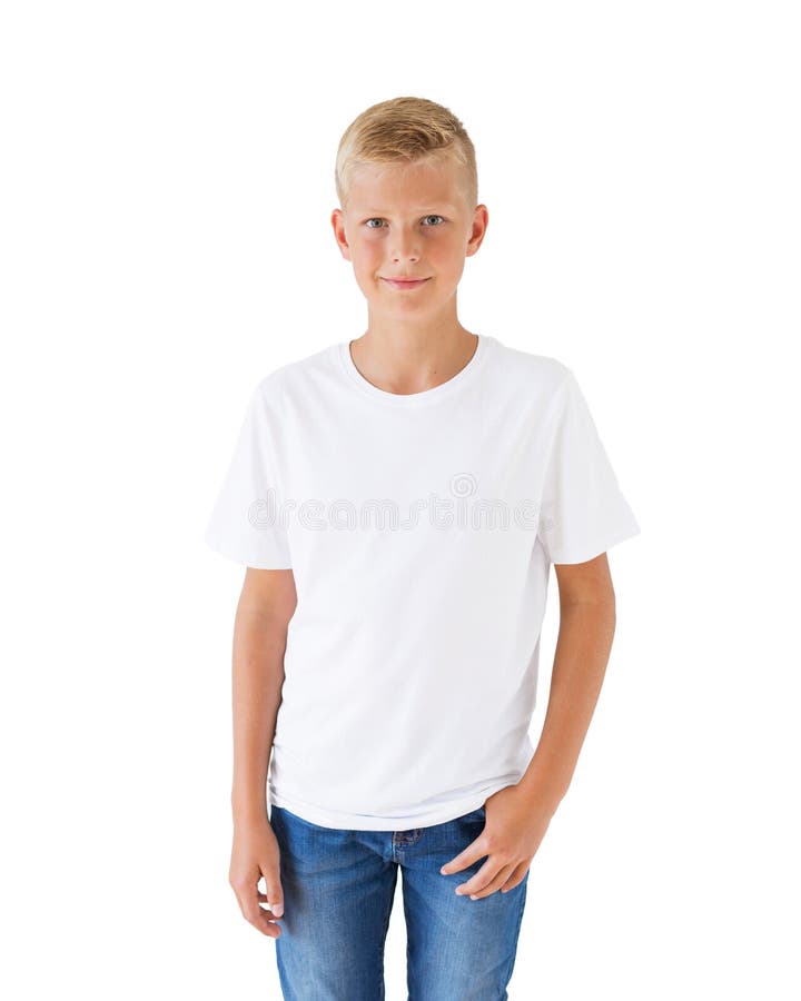 Boy`s White T-shirt Mockup Template Stock Photo - Image of copyspace ...