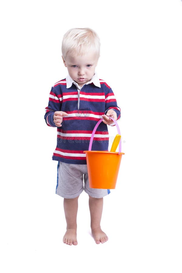 Boy with Sand Pail and Small Shovel Stock Photo - Image of child ...