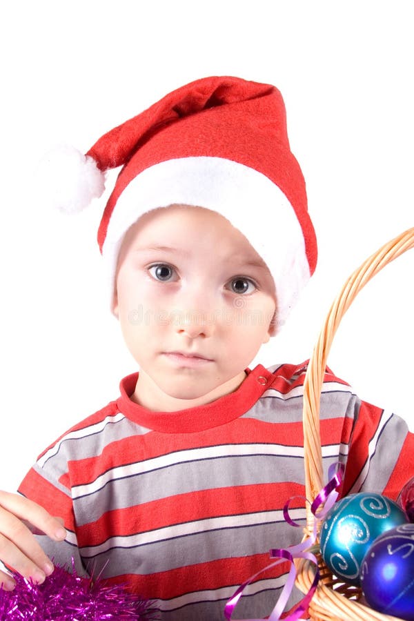 Boy in Santa hat stock photo. Image of isolated, present - 11836718