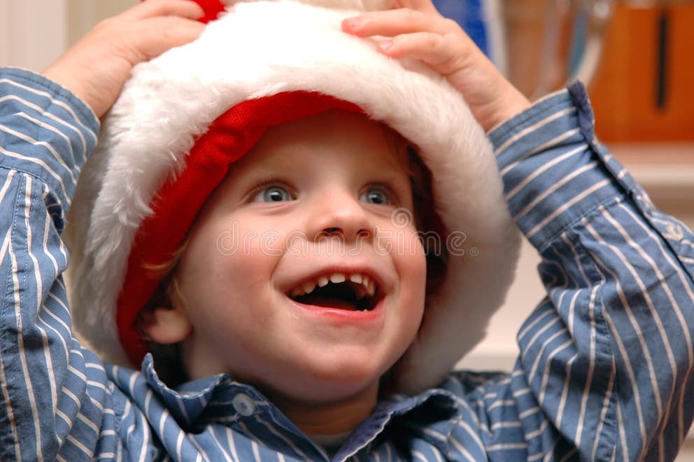 Boy in Santa hat stock photo. Image of children, young - 1658730