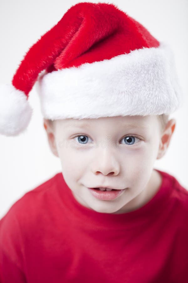 Boy in Santa Hat stock image. Image of wondering, portrait - 17074623