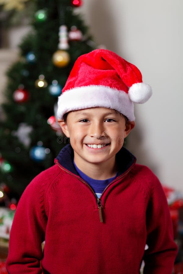 Boy with Santa Hat stock image. Image of season, santa - 28313541