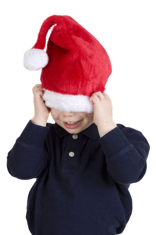 Boy in santa hat stock image. Image of male, cheerful - 7413723