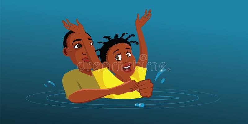 Boy Saving a Drowning Victim Stock Illustration - Illustration of pool ...