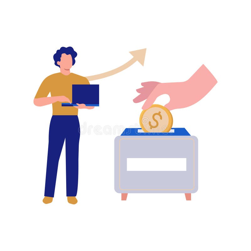 Boy Saving Money in Digital Savings Box Stock Illustration ...