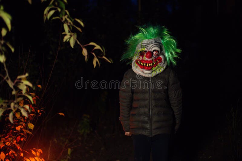 A Boy in a Scary Clown Mask for Halloween Stock Photo - Image of ...