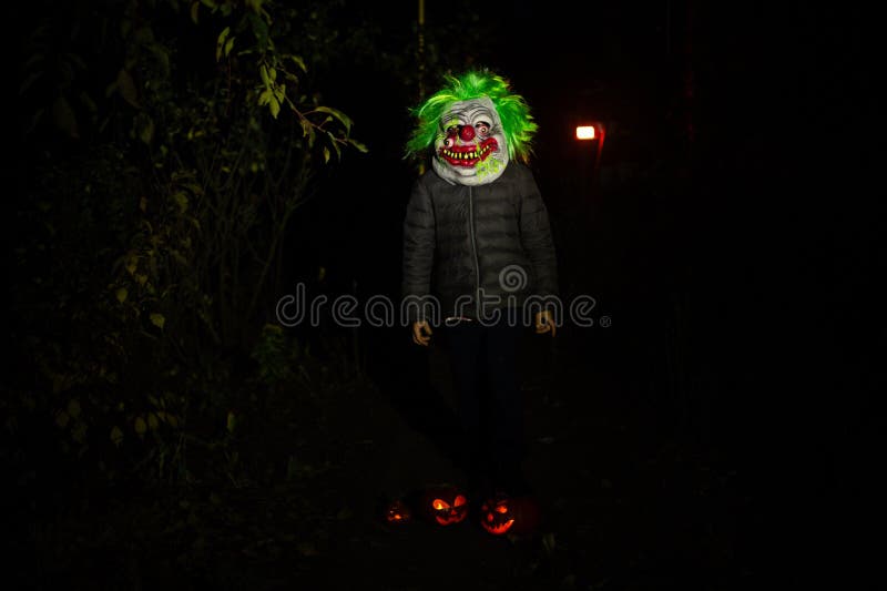 A Boy in a Scary Clown Mask for Halloween Stock Image - Image of copy ...