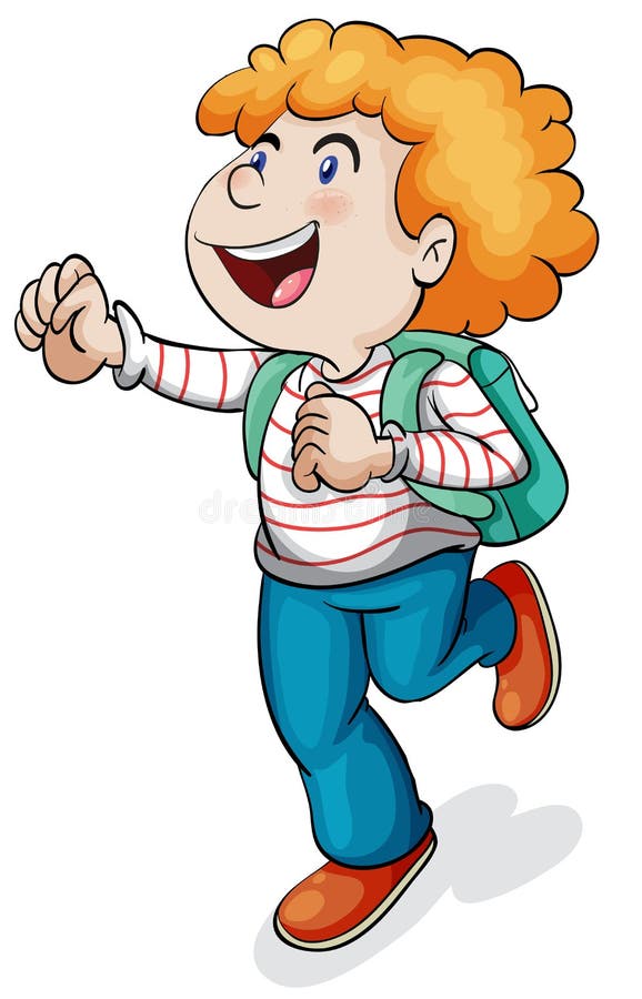 Cartoon Boy Walking To School Stock Vector - Illustration of education ...