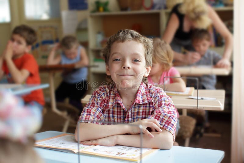 Boy in school class stock photo. Image of elementary, little - 9356188