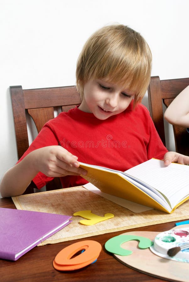 The Boy of School Return Which Note Book Stock Image - Image of pencils ...