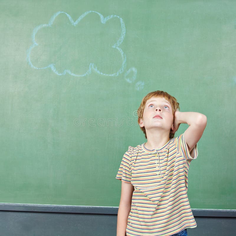 Boy in School Thinking with Thought Stock Photo - Image of thoughtful ...