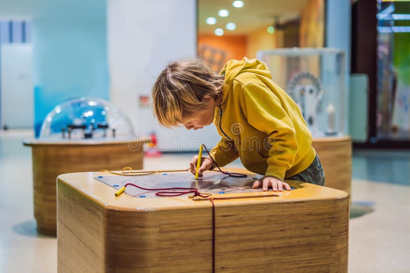 Boy in Science Class. the Child is Engaged in Science Stock Image ...