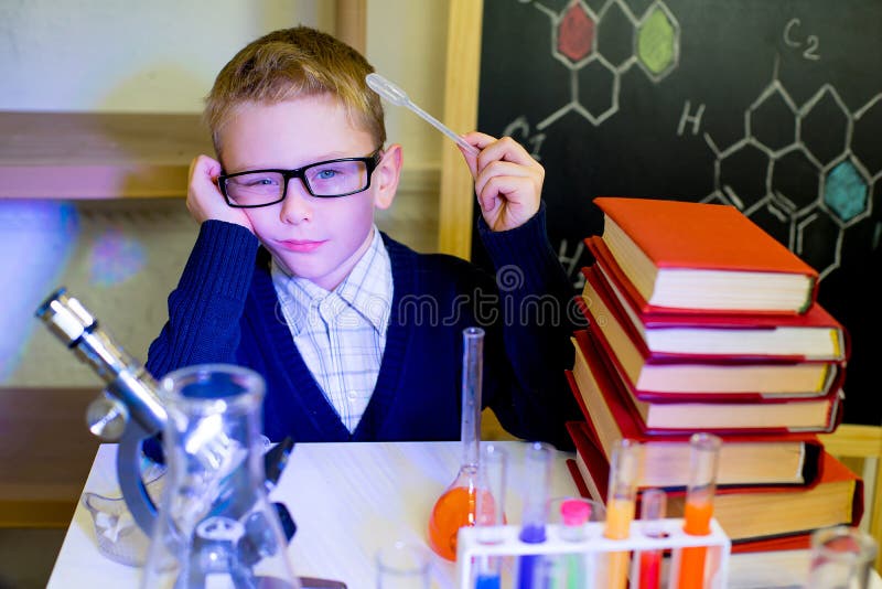 Boy Scientist Making Science Experiments Stock Photo - Image of ...