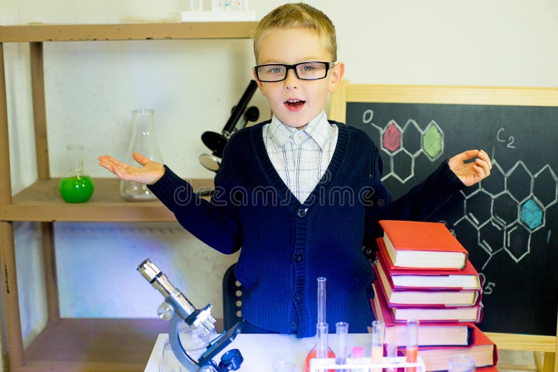 Boy Scientist Making Science Experiments Stock Image - Image of ...