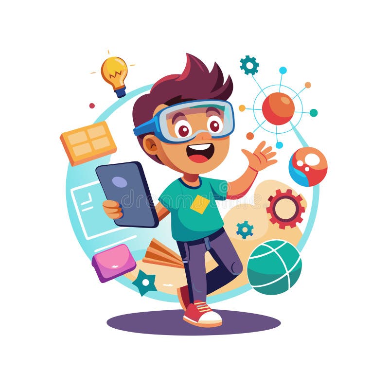 Boy Scientist with Tablet, Science, Technology, Engineering, and ...