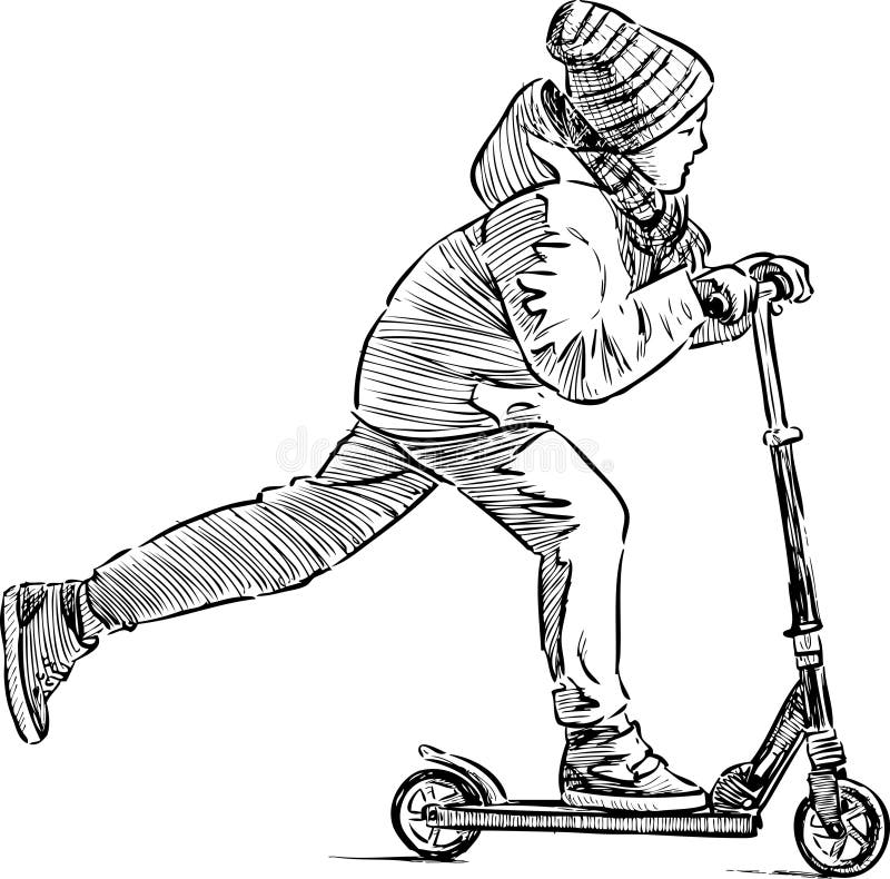 Boy on a scooter stock vector. Illustration of people - 55146728 Boy on a scooter stock vector. Illustration of people - 55146728