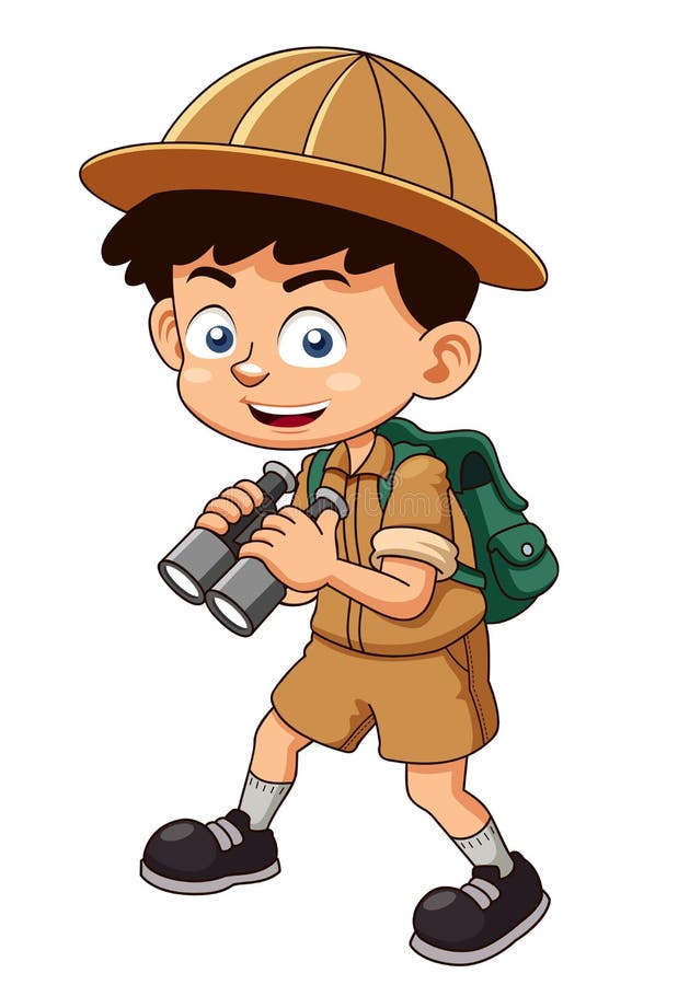 Boy scout with binoculars stock vector. Illustration of field - 28115604