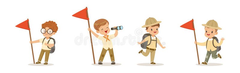 Boy Scout Character in Uniform Explore and Discover Vector Set Stock ...