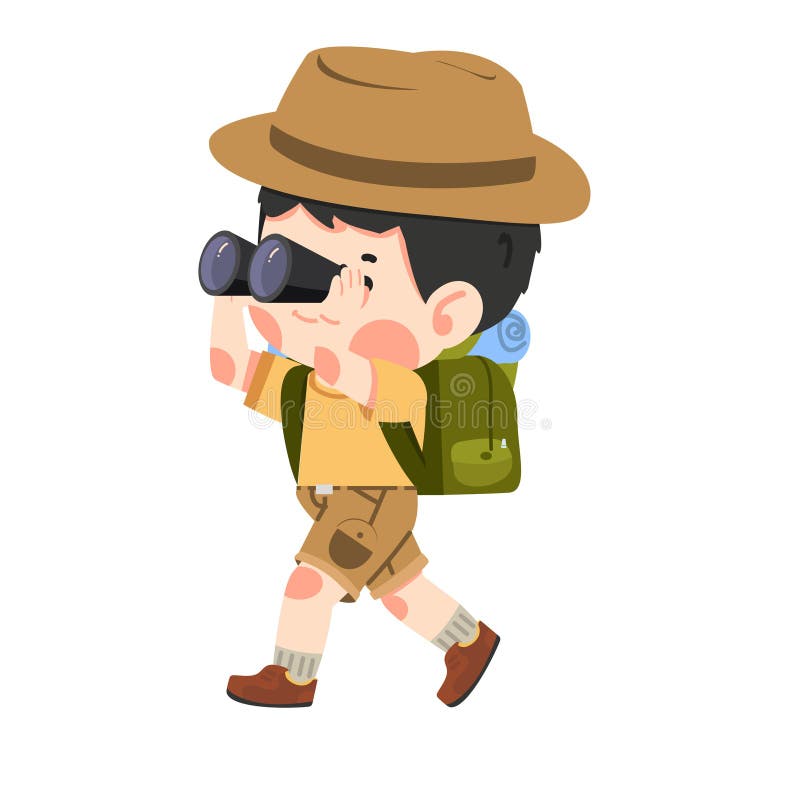 Boy Scout in Uniform Holding Binoculars Stock Vector - Illustration of boots, binoculars: 361861126