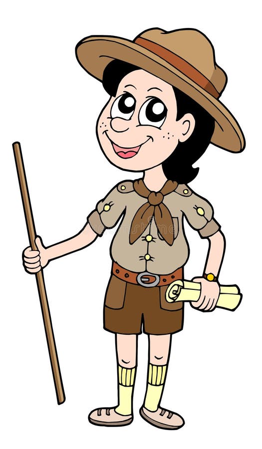 Boy Scout with Walking Stick Stock Vector - Illustration of drawing ...