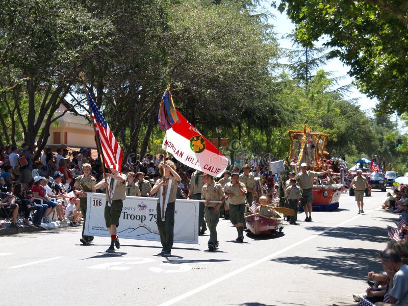 Boy Scouts in parade editorial stock image. Image of family - 15054294
