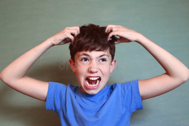 Boy Scratch His Head Isolated on Blue Stock Photo - Image of itch ...